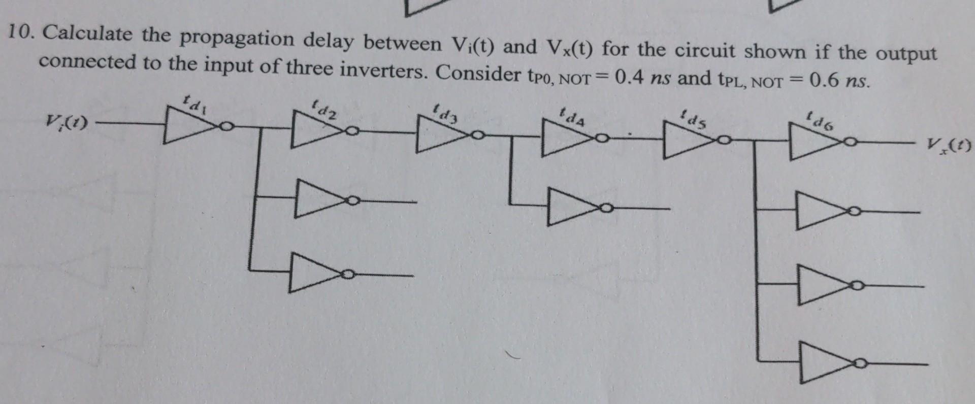 Solved 10. Calculate the propagation delay between Vi(t) and | Chegg.com