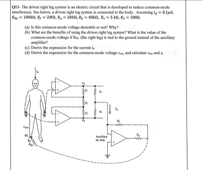 Solved Q11- The driven right leg system is an electric | Chegg.com