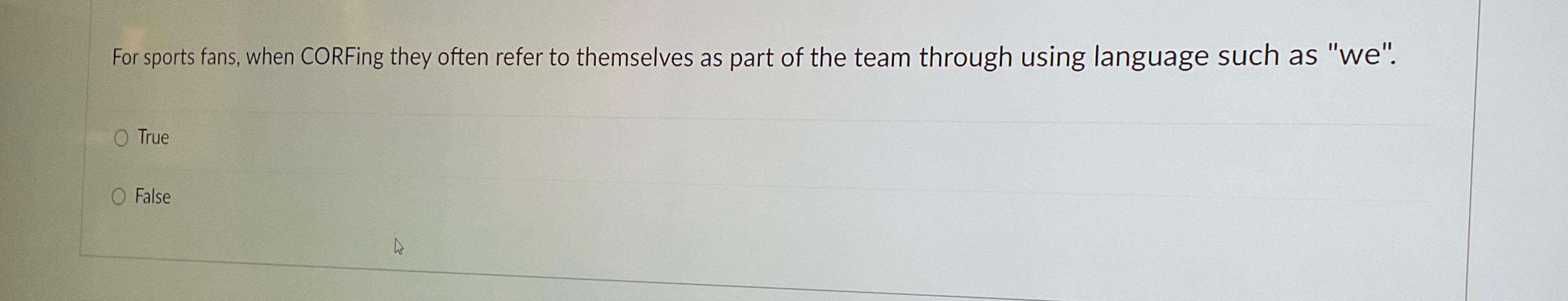 Solved For sports fans, when CORFing they often refer to | Chegg.com