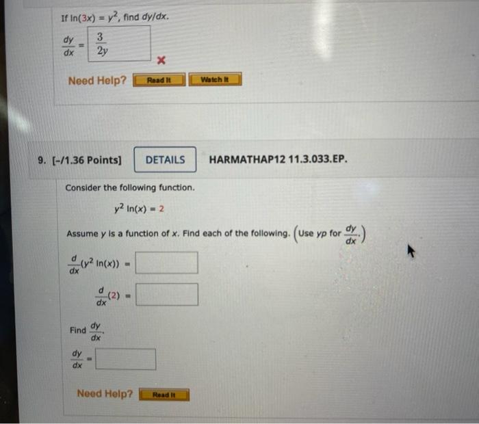 Solved Consider The Following Function Xy² Y³ 2 Assume Y