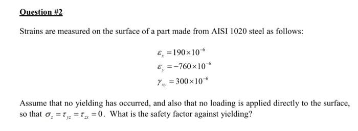 Solved Strains are measured on the surface of a part made | Chegg.com