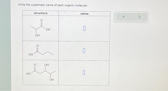 Solved Write the systematic name of each organic molecule: | Chegg.com