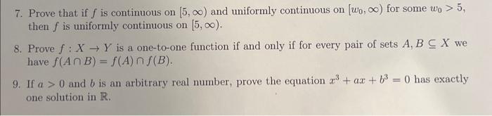 Solved 7. Prove that if f is continuous on [5,∞) and | Chegg.com