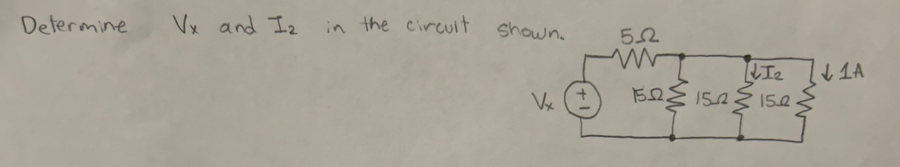 Solved Determine Vx ﻿and I2 ﻿in the circuit shown. | Chegg.com