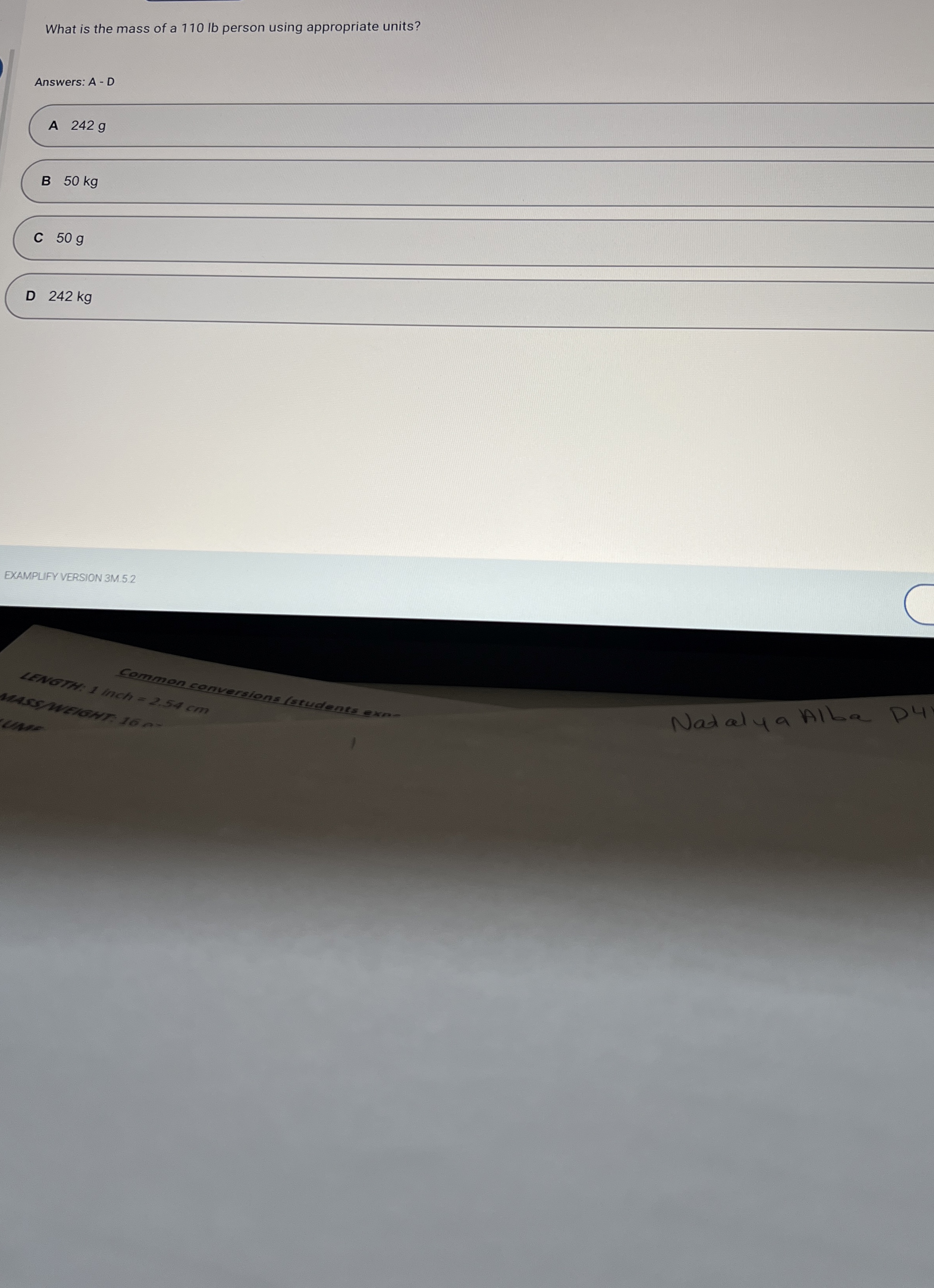 Solved What is the mass of a 110 ﻿lb person using | Chegg.com
