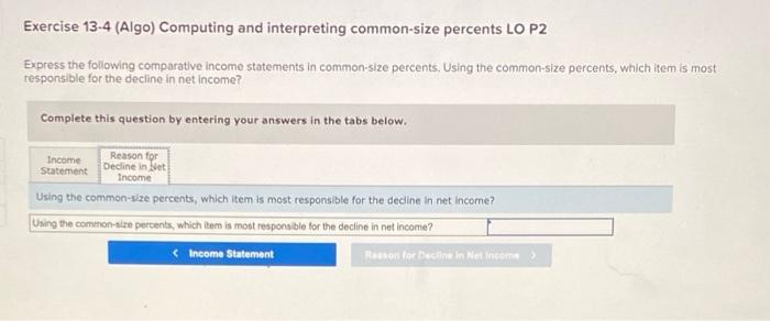 Solved Exercise 13-4 (Algo) Computing and interpreting | Chegg.com