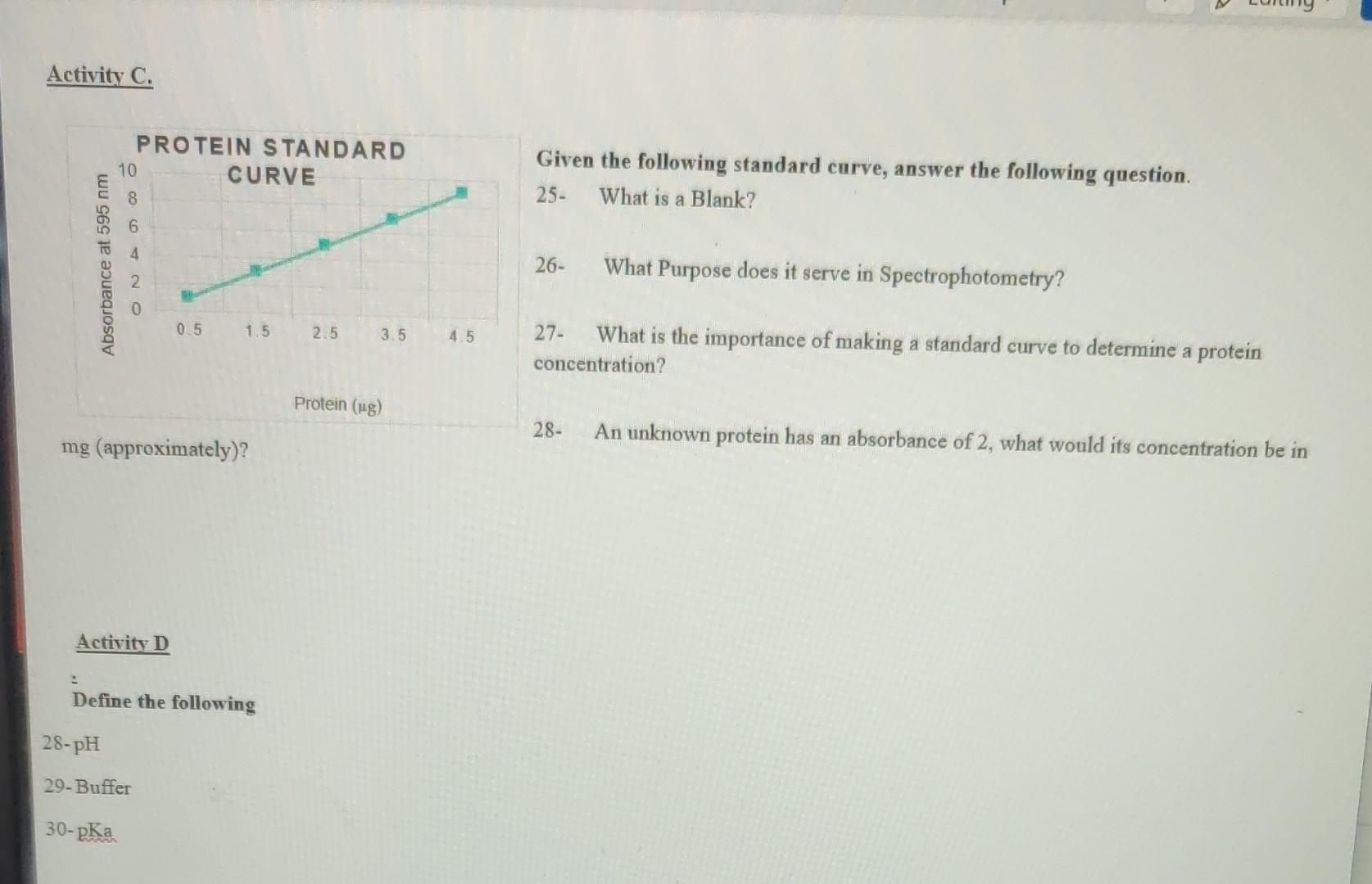Solved Activity C. Given the following standard curve, | Chegg.com Solved Activity C. Given the following standard curve, | Chegg.com
