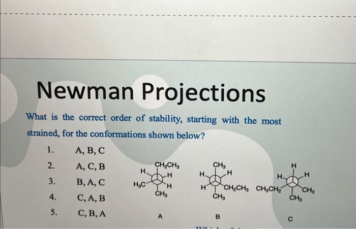 Solved Newman Projections What is the correct order of | Chegg.com
