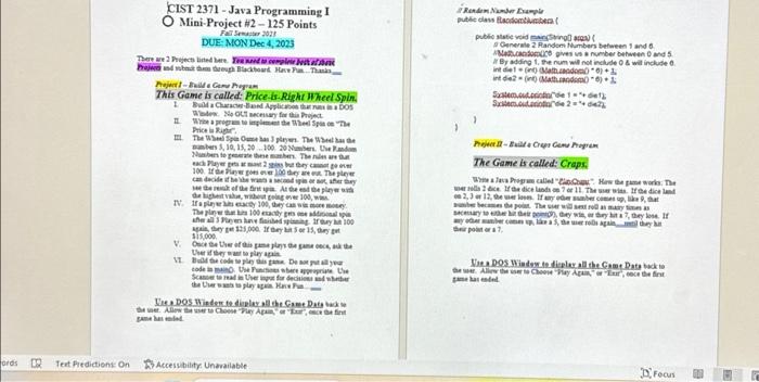 Solved ords DX Text Predictions: On CIST 2371 - Java | Chegg.com