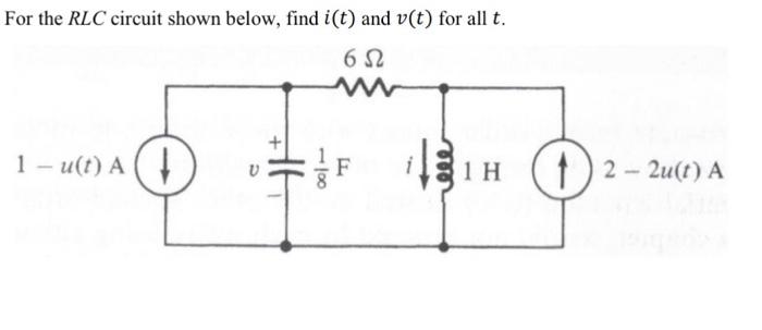 Solved For the RLC circuit shown below, find i(t) and v(t) | Chegg.com