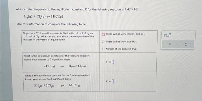 Solved At a certain temperature, the equlibrium constant K | Chegg.com