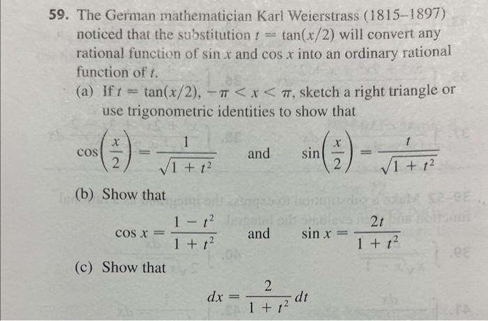 Solved 99. The German mathematician Karl Weierstrass | Chegg.com