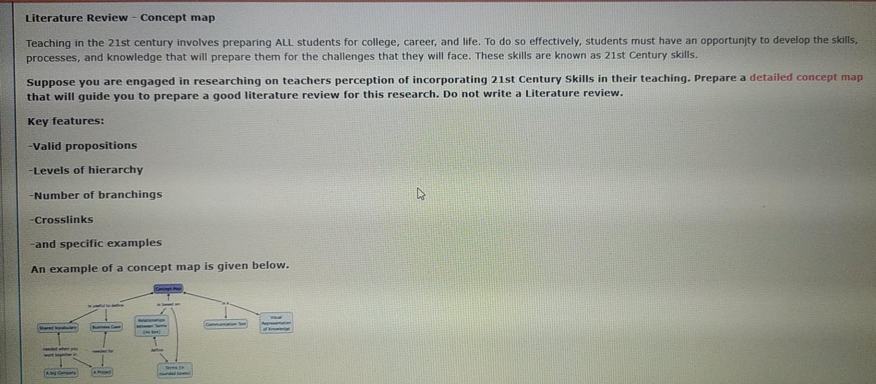 Solved Literature Review - Concept map Teaching in the 21st | Chegg.com