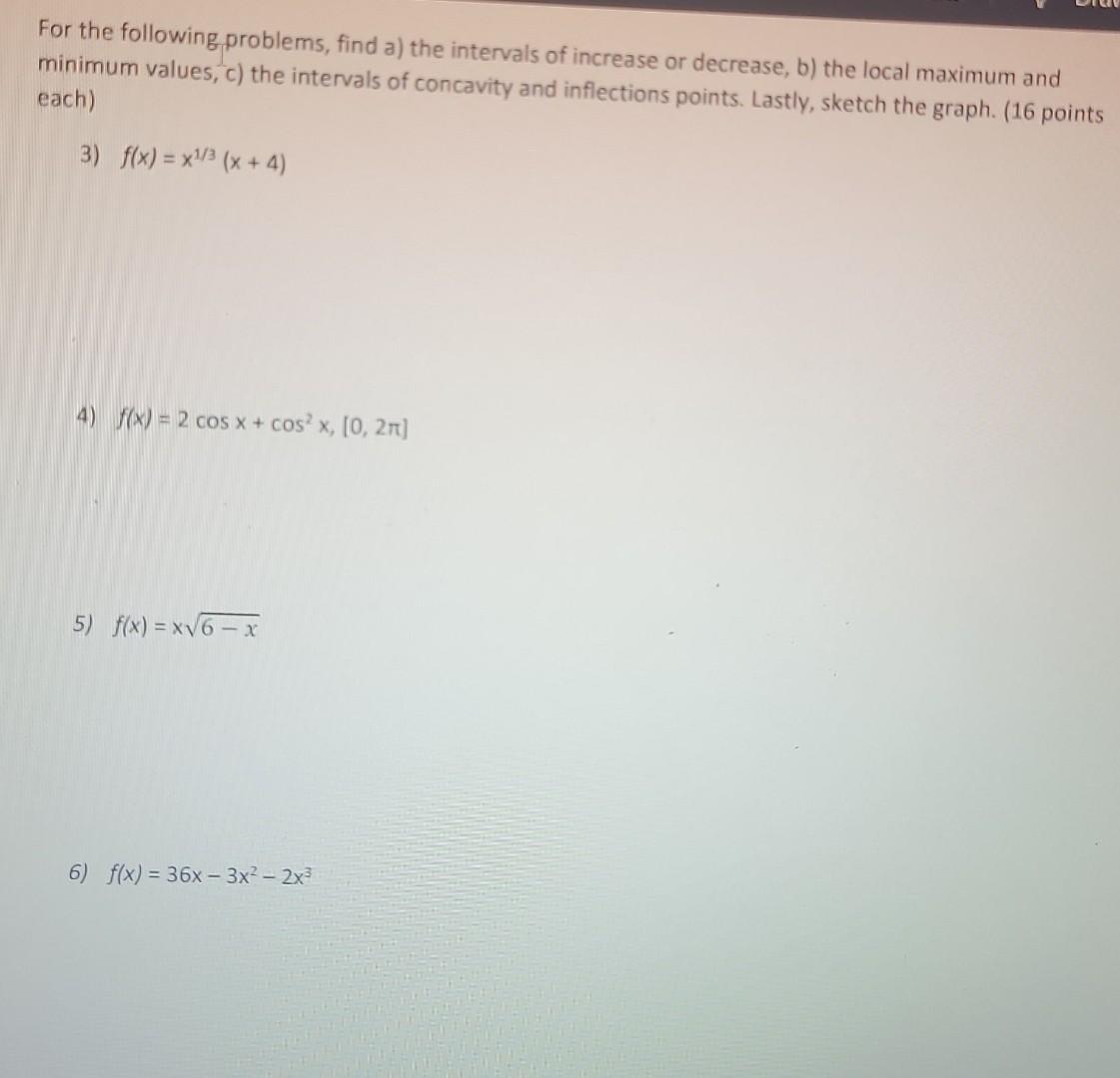 Solved For the following problems, find a) the intervals of | Chegg.com