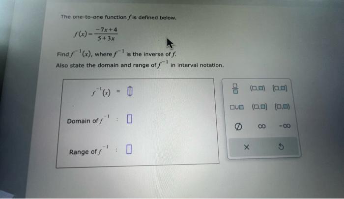 Solved The one-to-one function f is defined below. | Chegg.com