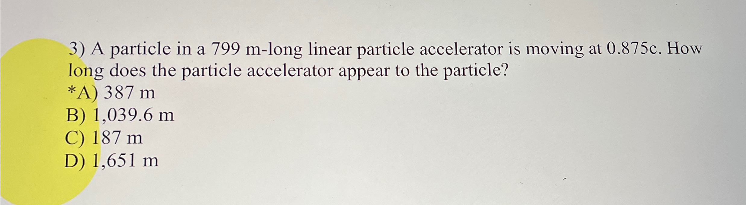 Solved A particle in a 799m-long linear particle accelerator | Chegg.com