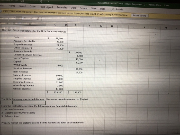 Solved Financial Statement - Ontical Thinking Assignment (1) | Chegg.com