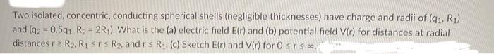 Solved Two isolated, concentric, conducting spherical shells | Chegg.com