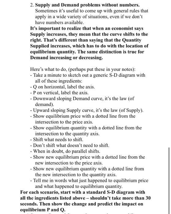 Solved 2. Supply and Demand problems without numbers. | Chegg.com