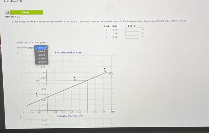 Solved 2. Problem 7.02 Problem 7-02 Choase the cortect SML | Chegg.com