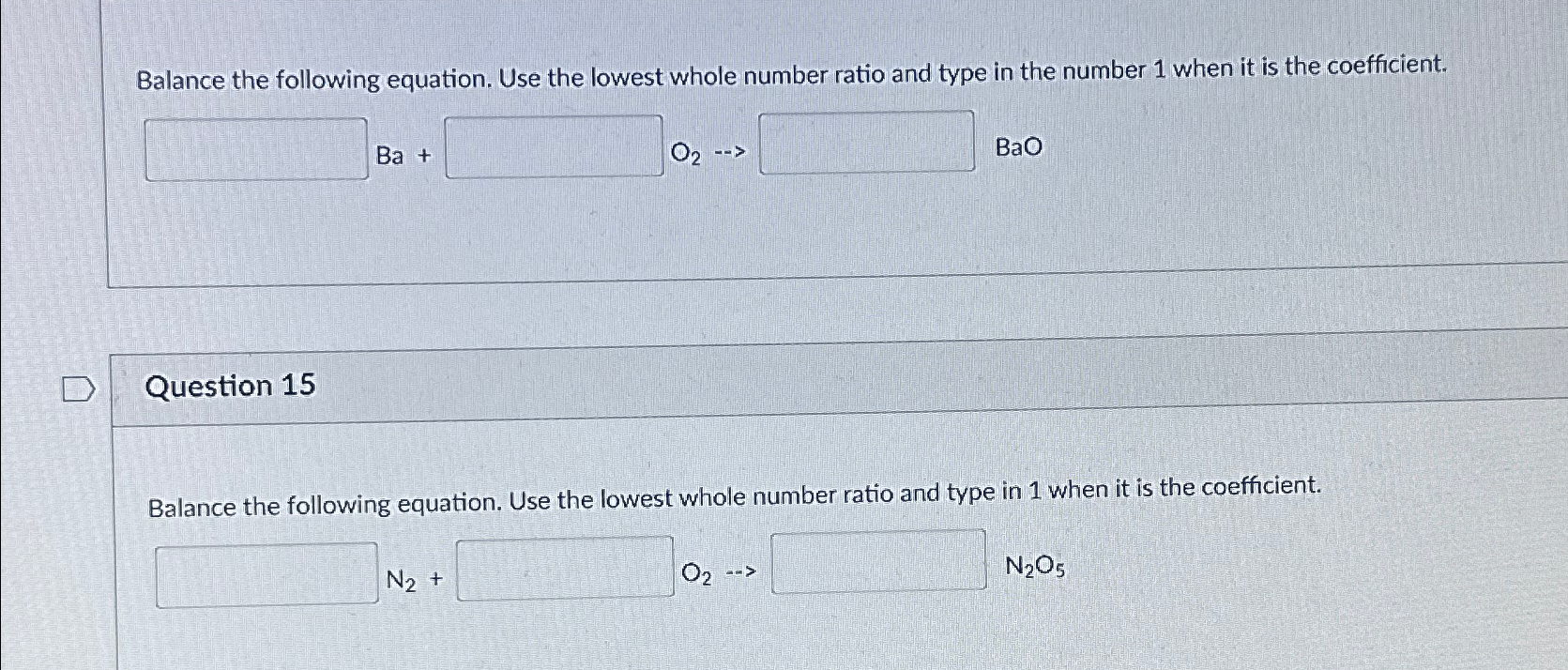 Solved Balance the following equation. Use the lowest whole | Chegg.com