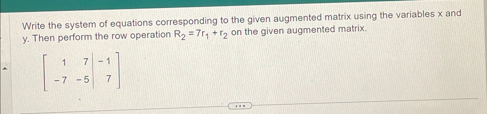 Solved Write the system of equations corresponding to the | Chegg.com