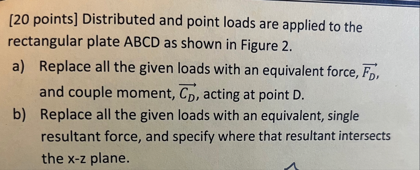 [20 ﻿points] ﻿Distributed and point loads are applied | Chegg.com