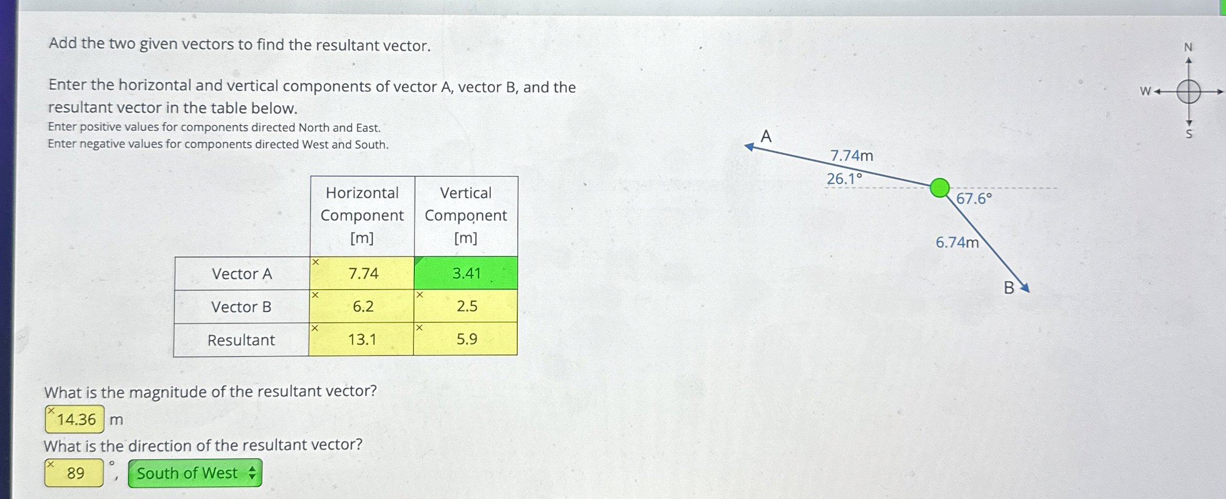 Solved Add the two given vectors to find the resultant | Chegg.com