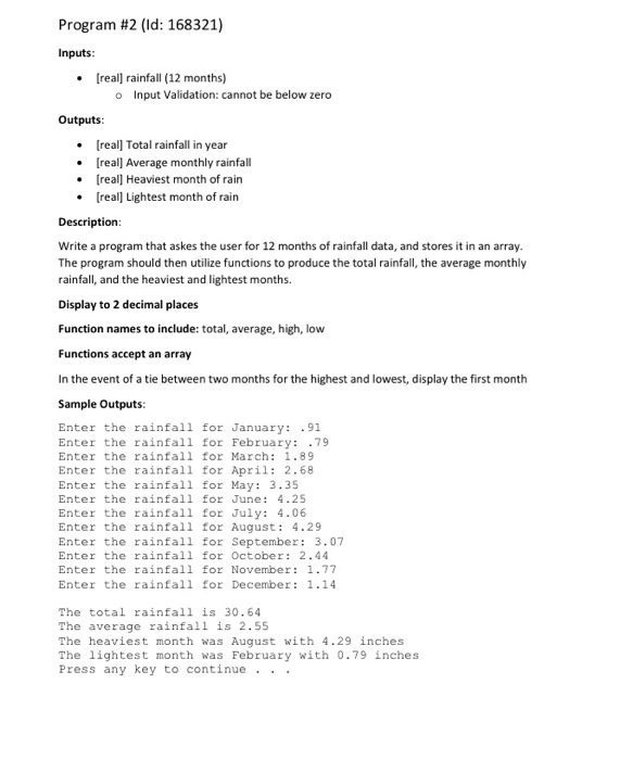 Solved Program 2 Id 168321write A Program That Asks The 