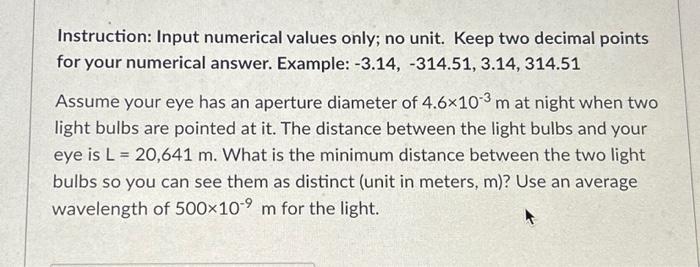 Solved Instruction: Input numerical values only; no unit. | Chegg.com