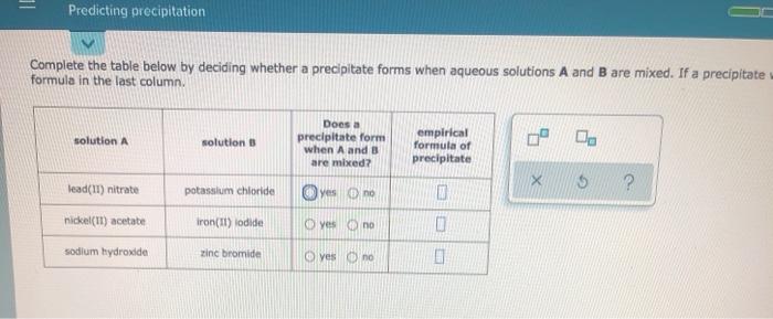 Solved Predicting precipitation Complete the table below by | Chegg.com