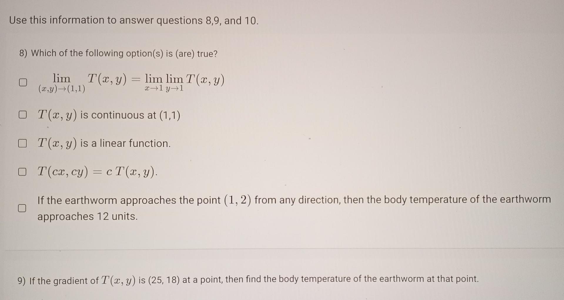 Solved Use this information to answer questions 8,9 , and | Chegg.com