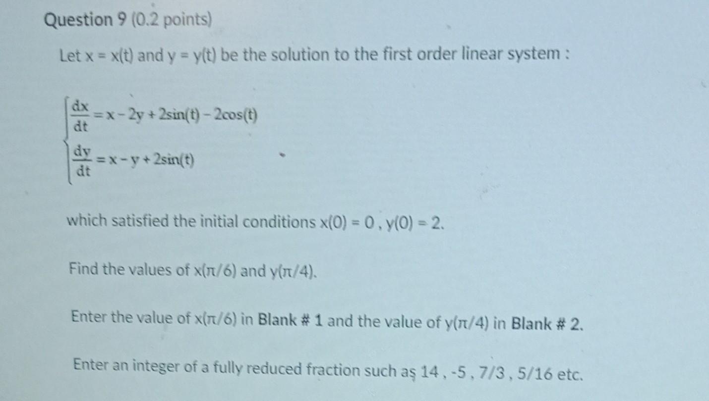Solved Let x=x(t) and y=y(t) be the solution to the first | Chegg.com