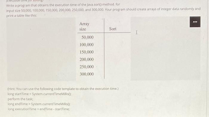 Solved Write A Program That Obtains The Execution Time Of