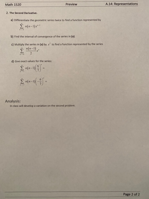 Solved A.14: Representations Preview Math 1520 Objective: In | Chegg.com