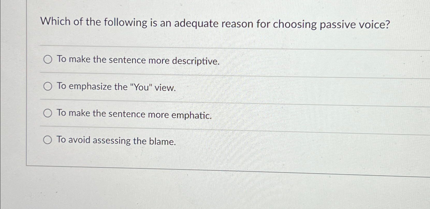 Solved Which of the following is an adequate reason for | Chegg.com