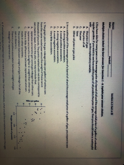 Solved Name: Date: Section 3.2 Part A Period: Multiple | Chegg.com