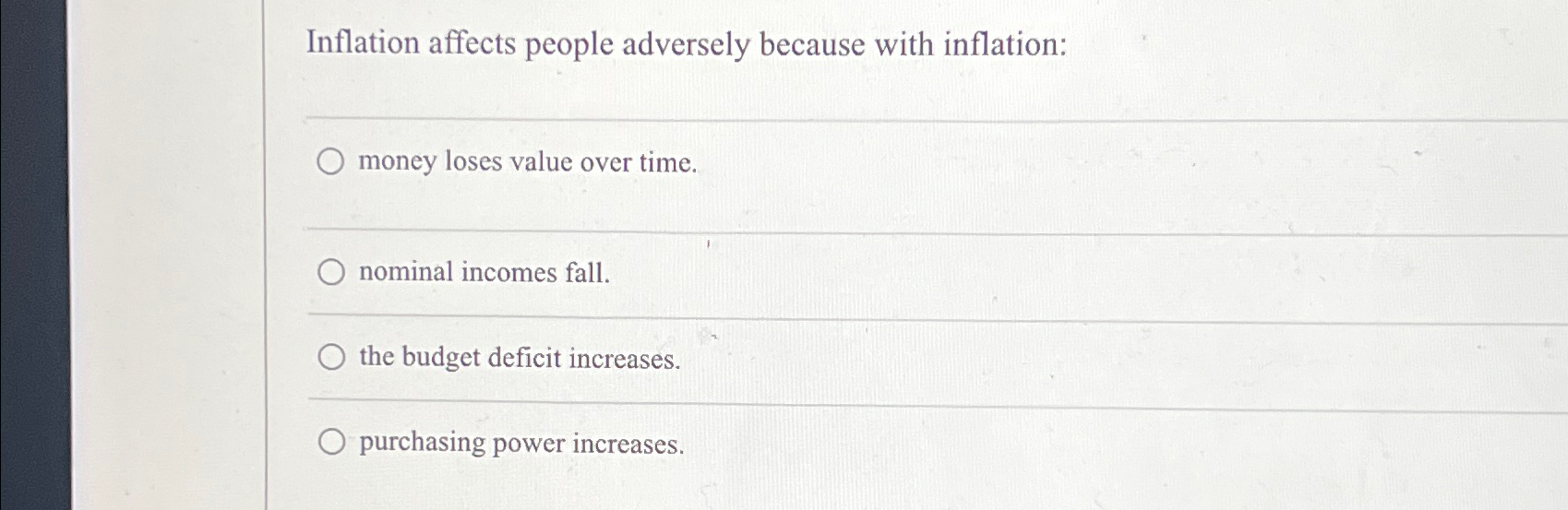 Solved Inflation affects people adversely because with | Chegg.com Solved Inflation affects people adversely because with | Chegg.com