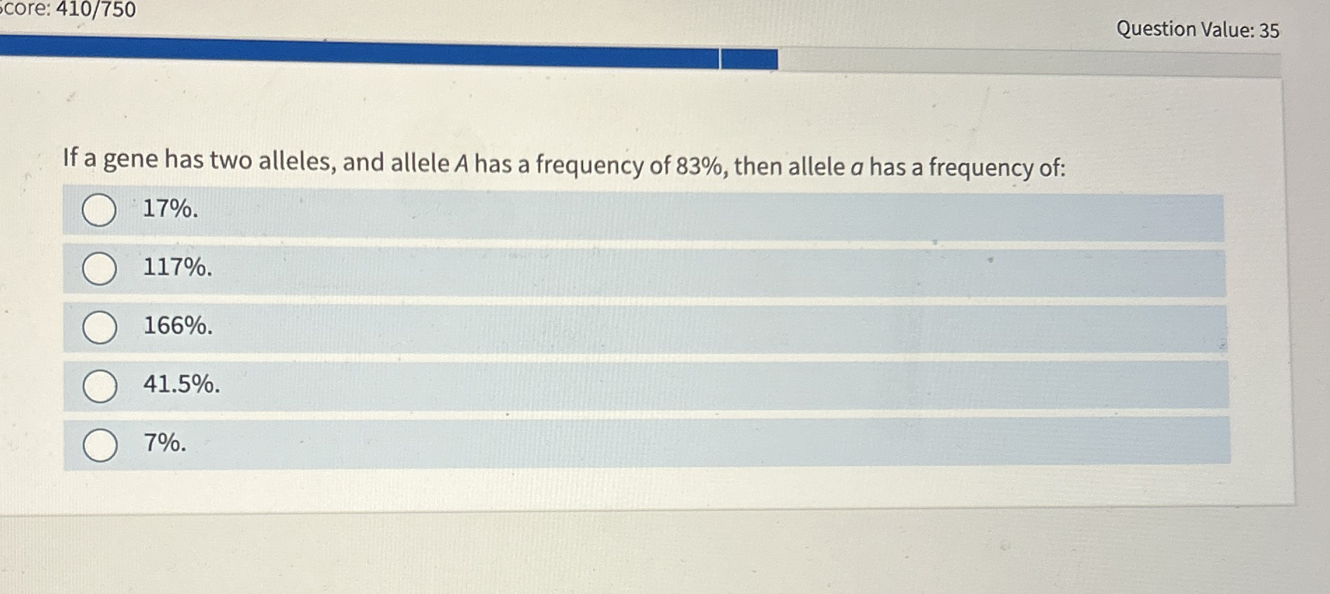 Solved core: 410/750Question Value: 35If a gene has two | Chegg.com