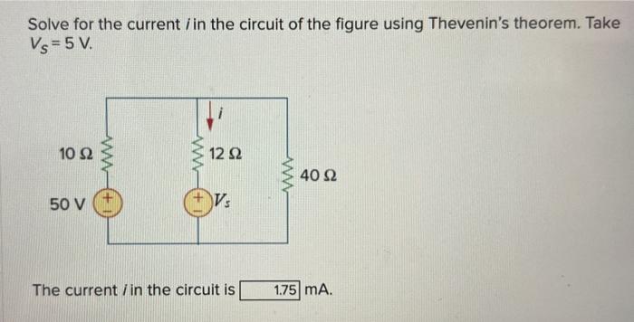 Solved Solve for the current i in the circuit of the figure | Chegg.com