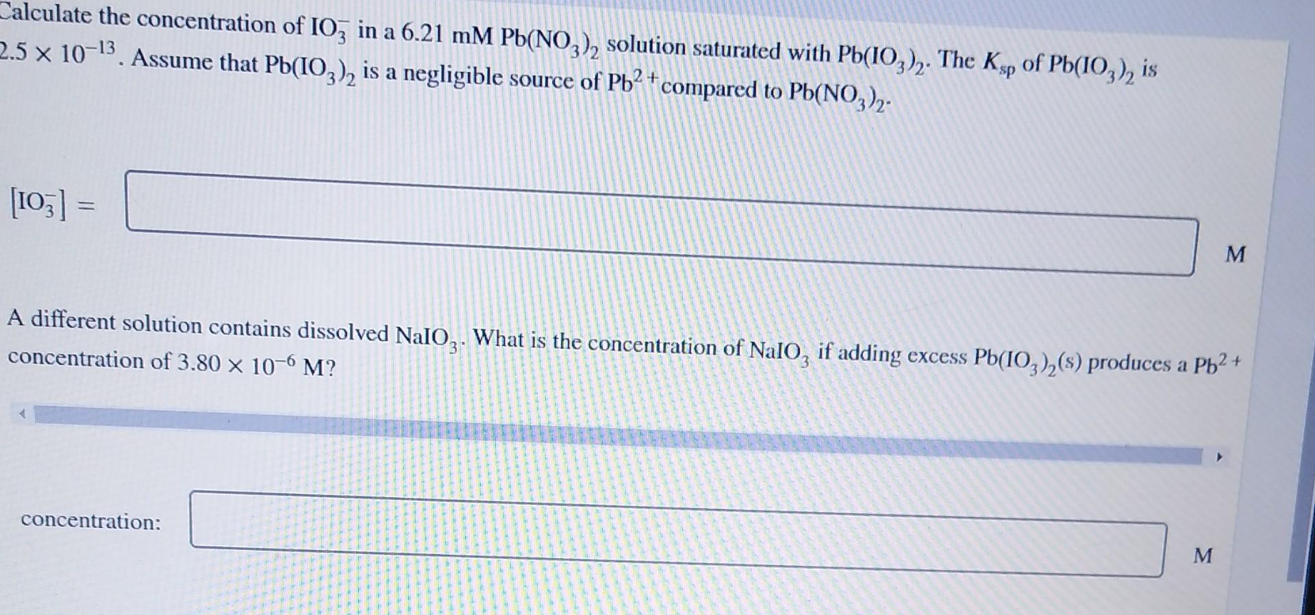 Solved Calculate the concentration of IO3−in a | Chegg.com