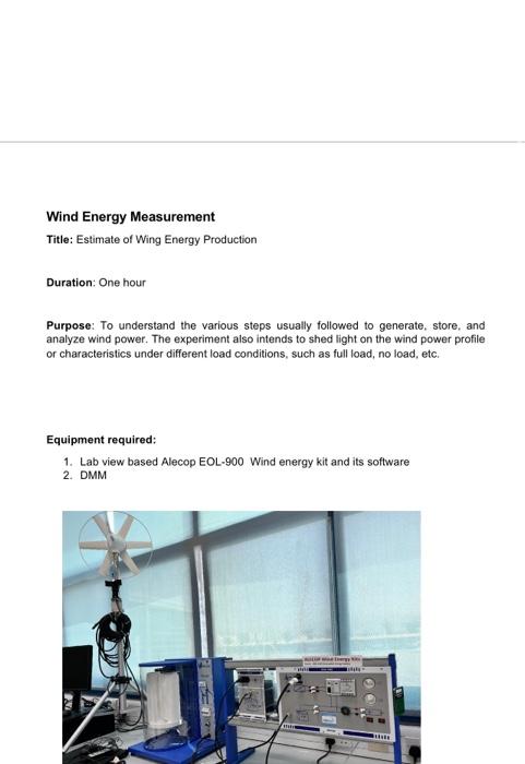 Wind Energy Measurement Title: Estimate of Wing | Chegg.com