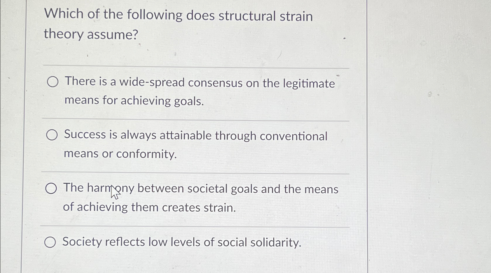 Solved Which of the following does structural strain theory | Chegg.com