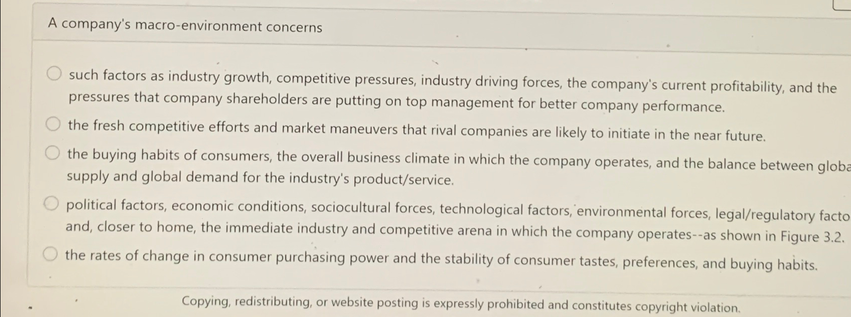 Solved A company's macro-environment concernssuch factors as | Chegg.com
