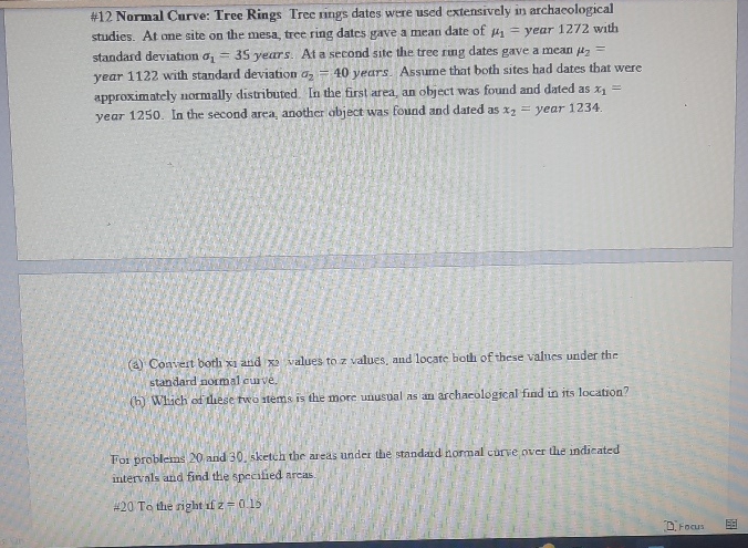 Solved #12 ﻿Normal Curve: Tree Rings Tree rings dates were | Chegg.com