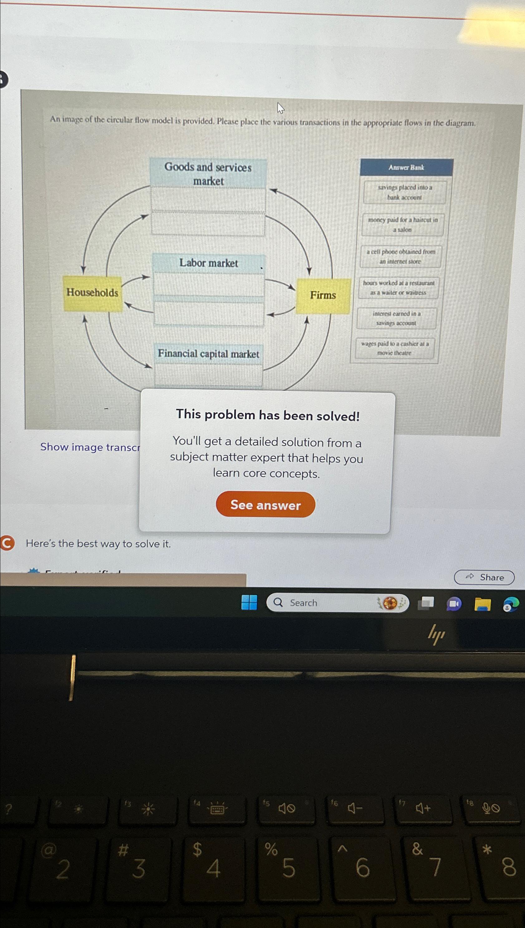 Solved An image of the circular flow model is provided. | Chegg.com