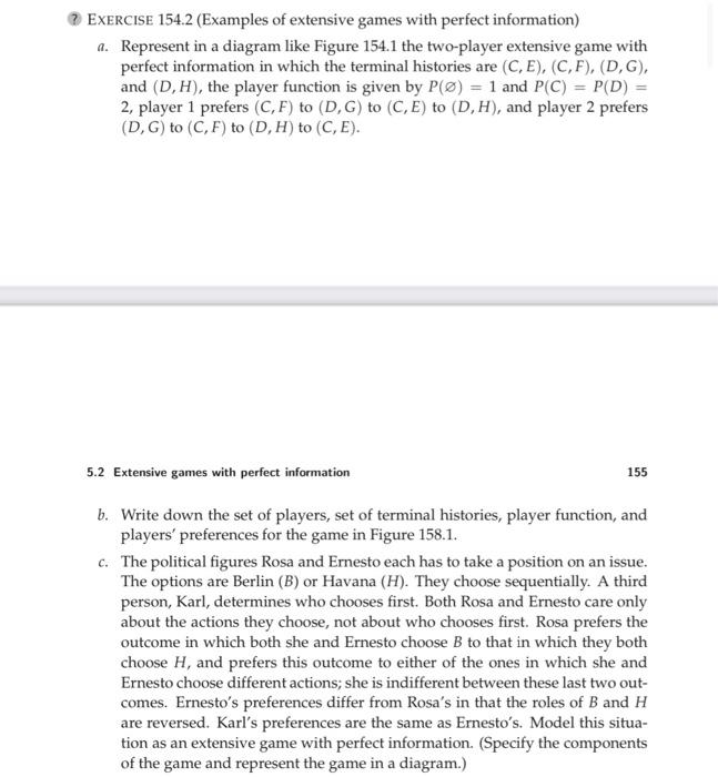 Solved EXERCISE 154.2 (Examples of extensive games with | Chegg.com