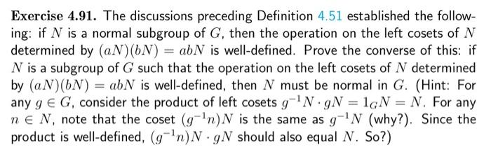 Solved Exercise 4.91. The discussions preceding Definition | Chegg.com