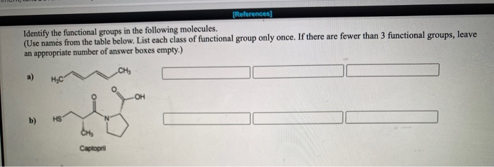 Solved [References) Identify the functional groups in the | Chegg.com