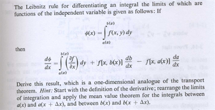 Solved The Leibnitz rule for differentiating an integral the | Chegg.com